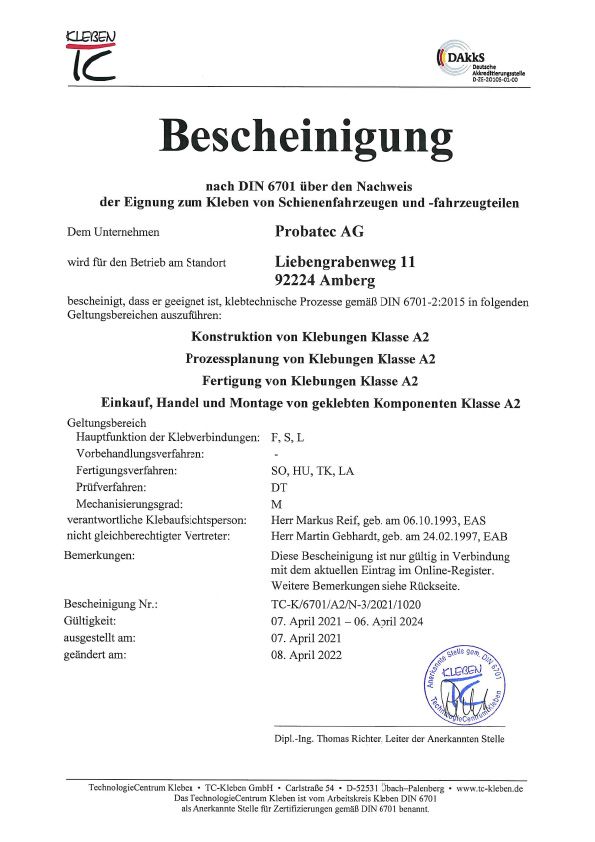 Kleben von Schienenfahrzeugteilen in Amberg